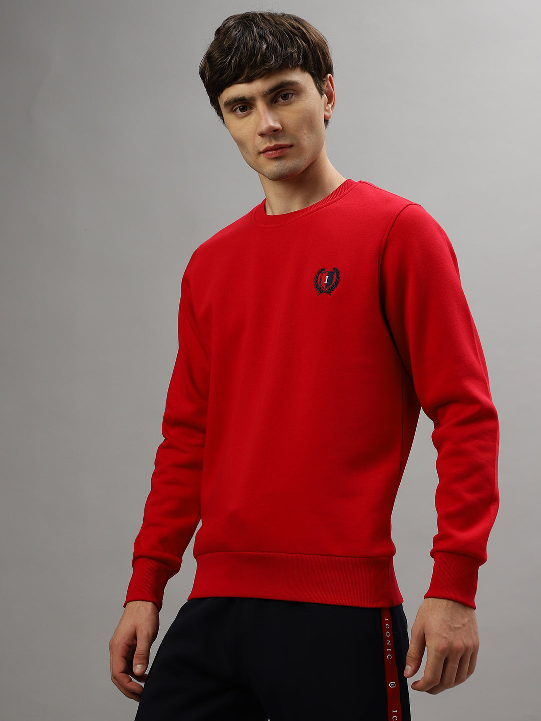 Shop Iconic Men Solid Full Sleeves Round Neck Sweatshirt Online – Iconic India