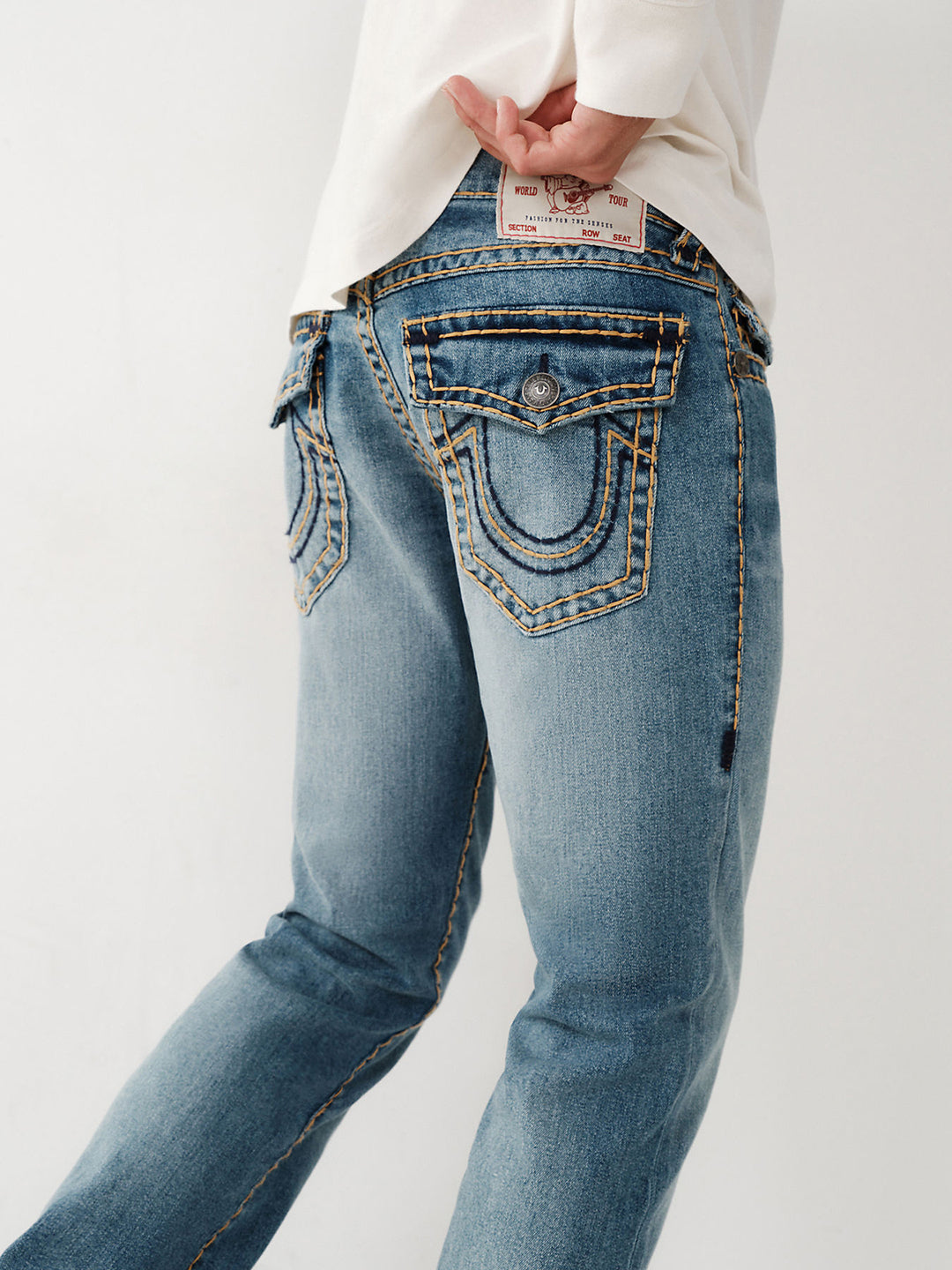 Shop True Religion Super T Straight Blue Mid Rise Jeans Online – Iconic ...