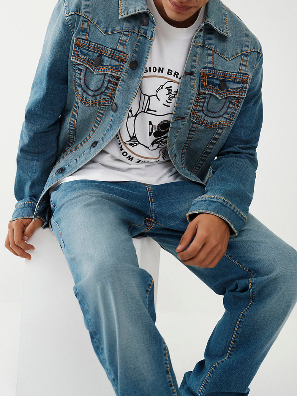 Shop True Religion Blue Jimmy MB3 MEGA Big T Slim Fit Denim Jacket ...