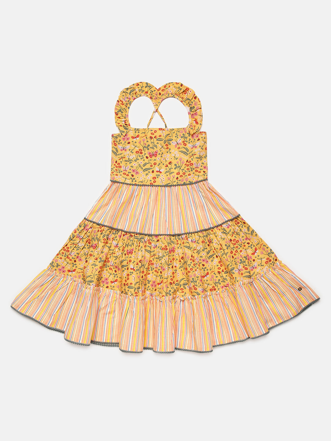 Shop Elle Kids Girls Yellow Printed Round Neck Dress Online – Iconic India