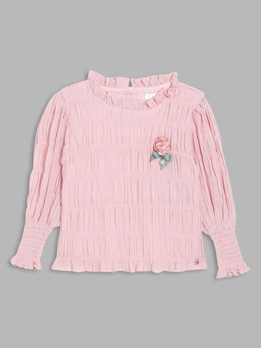 Shop Elle Kids Girls Pink Solid Round Neck Top Online – Iconic India