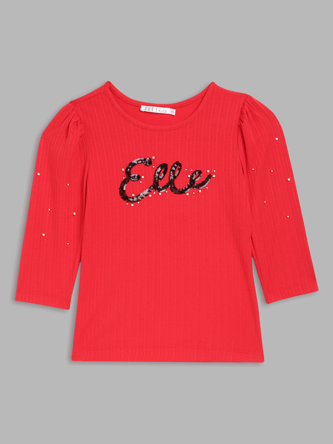 Shop Elle Kids Girls Red Solid Round Neck TShirt Online – Iconic India
