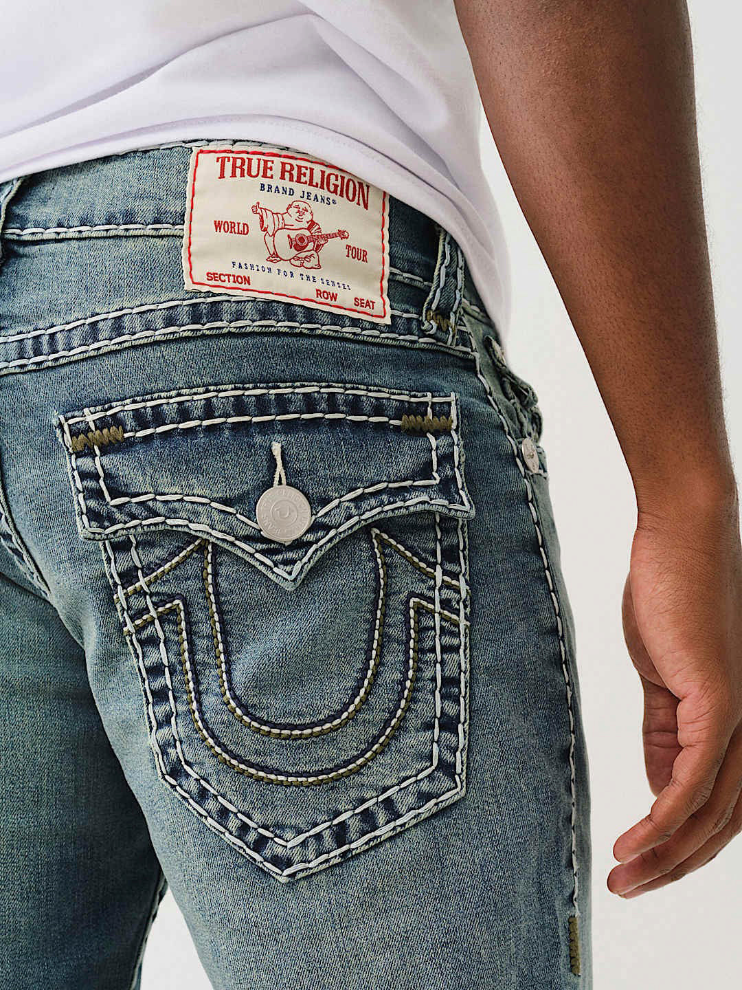 Shop True Religion Super T Ricky Straight Fit Blue Mid-Rise Washed ...