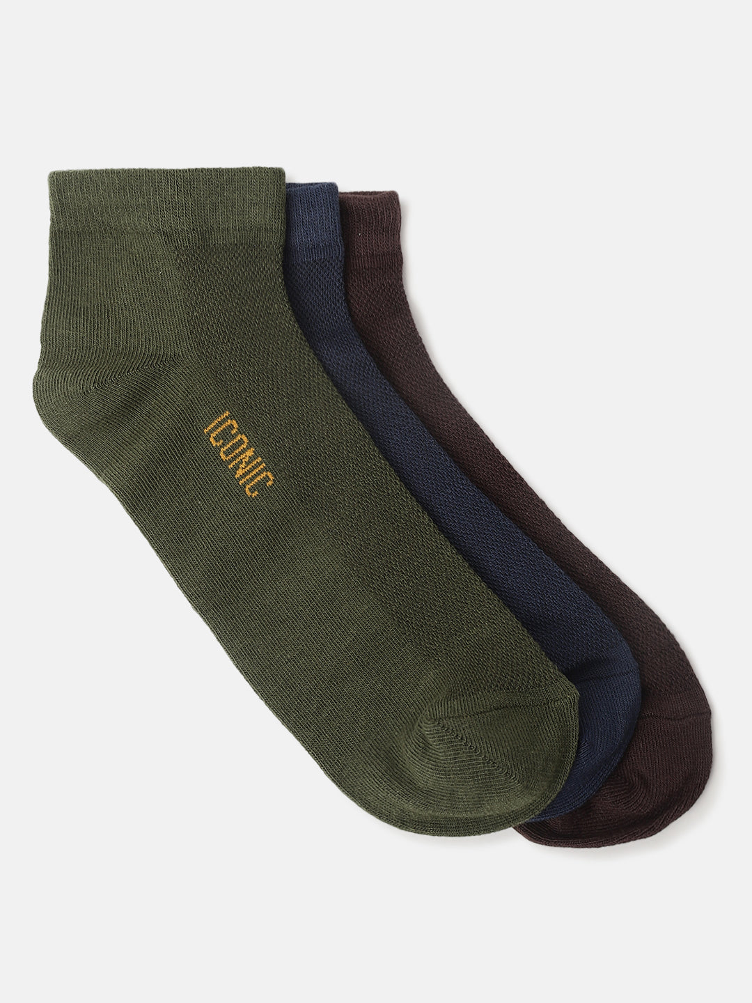 Shop Iconic Men Multicolor Solid Ankle Length Socks (Pack Of 3) Online ...