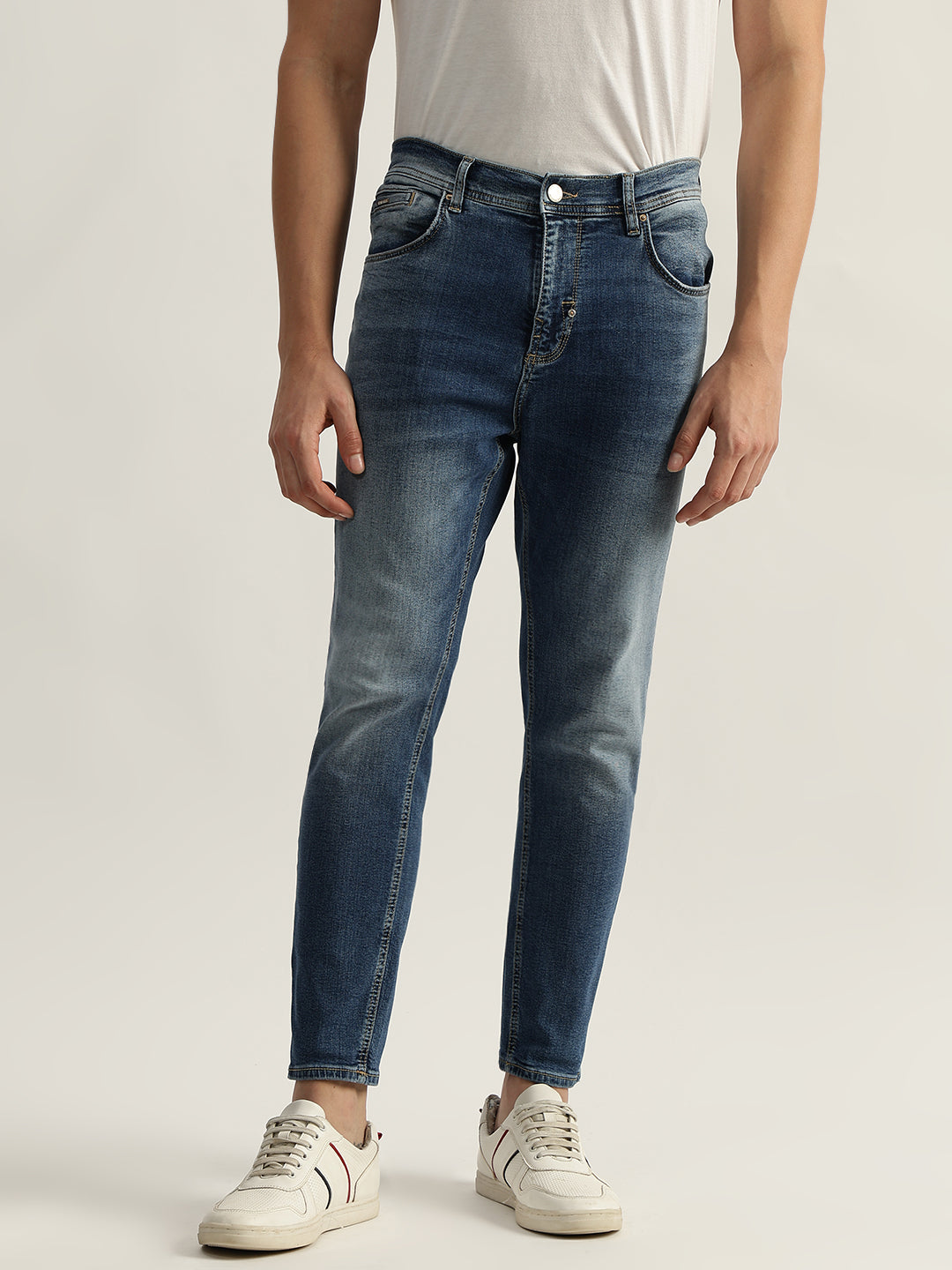 Shop Antony Morato Men Blue Washed Skinny Fit Mid-Rise Jeans Online ...