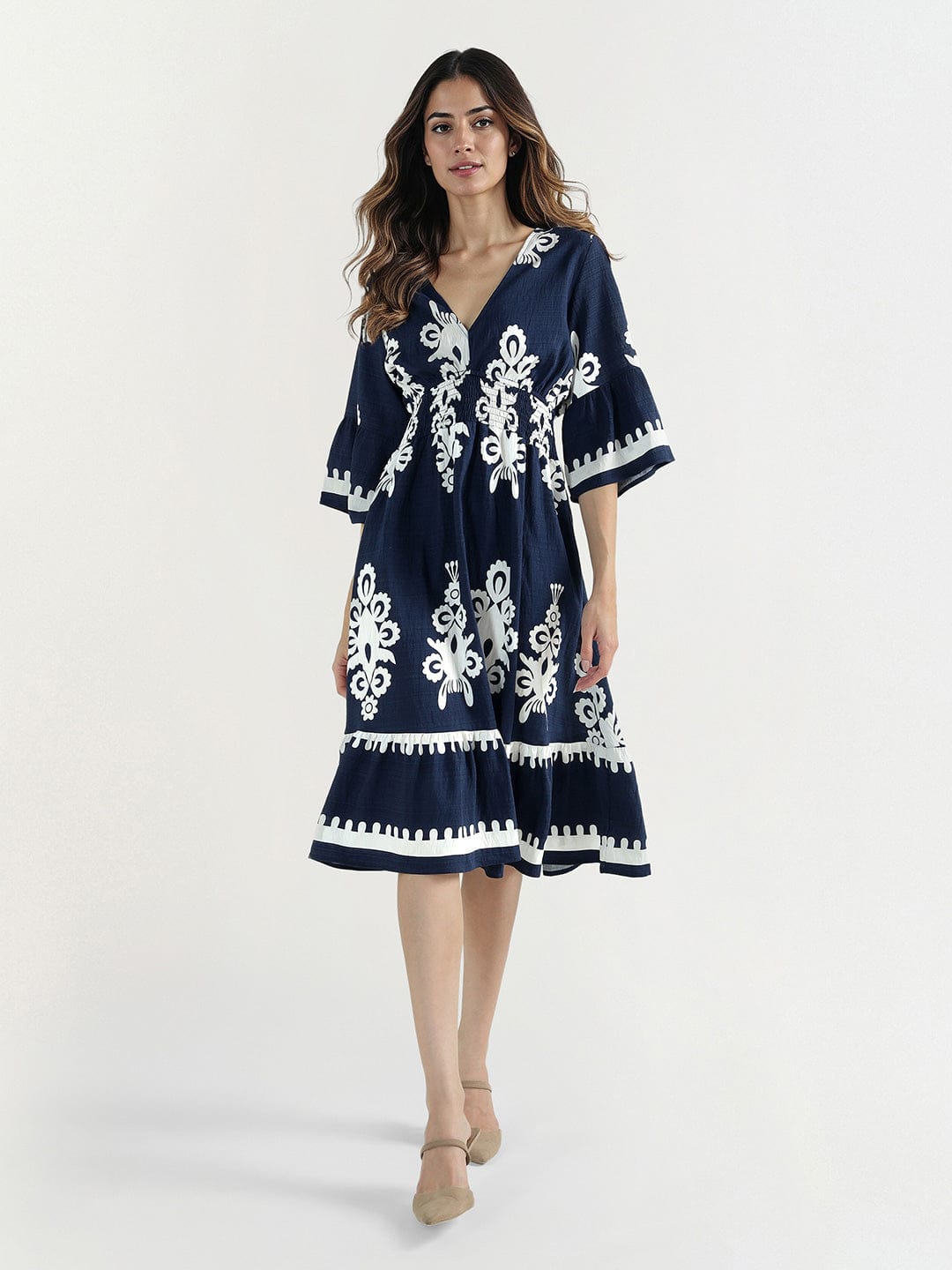 Shop Elle Women Blue V Neck Dress Online – Iconic India