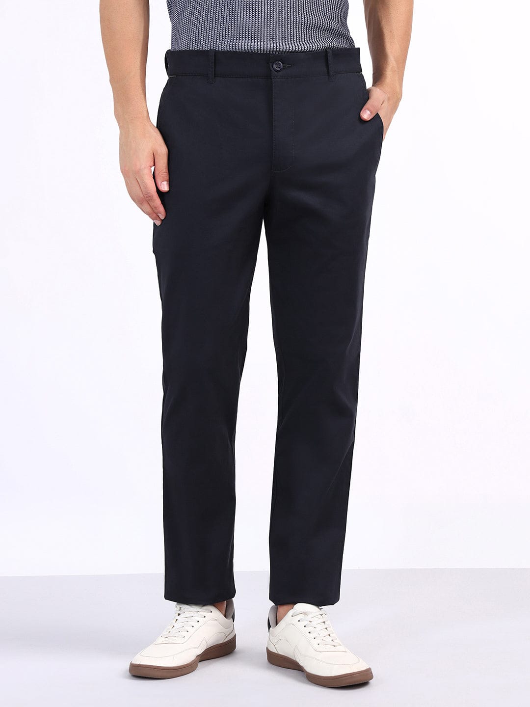 Shop Iconic Men Blue Regular Fit Solid Trouser Online – Iconic India