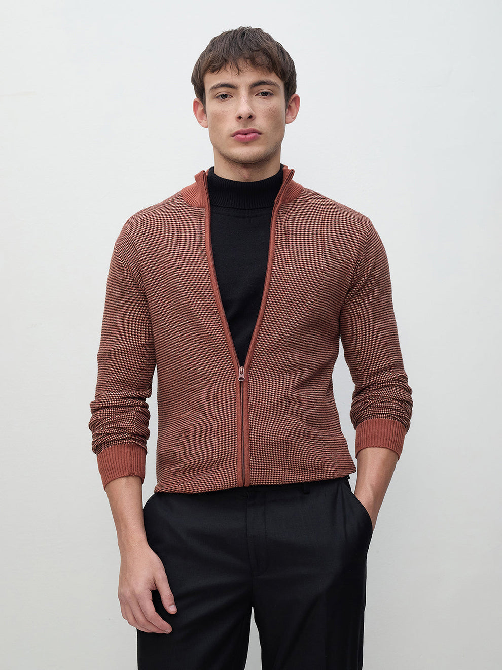 Shop ICONIC Men Brown Textured Crew Neck Sweater – Iconic India