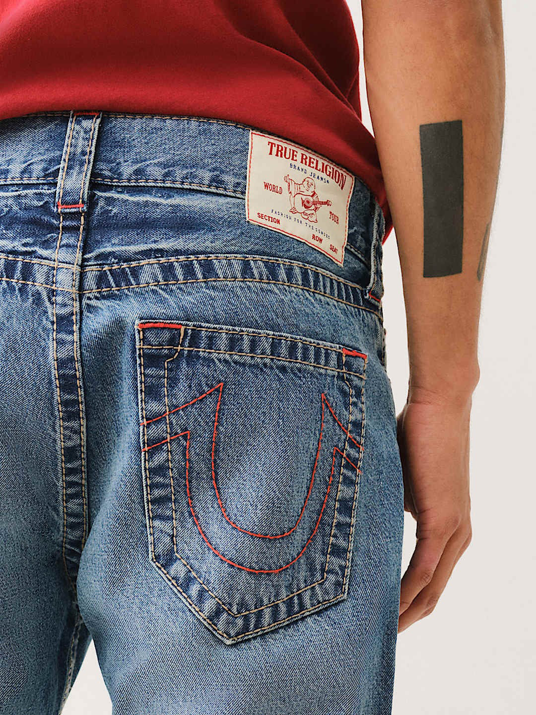 Shop True Religion Big T Geno Skinny Fit Blue Mid Rise Washed Jeans ...