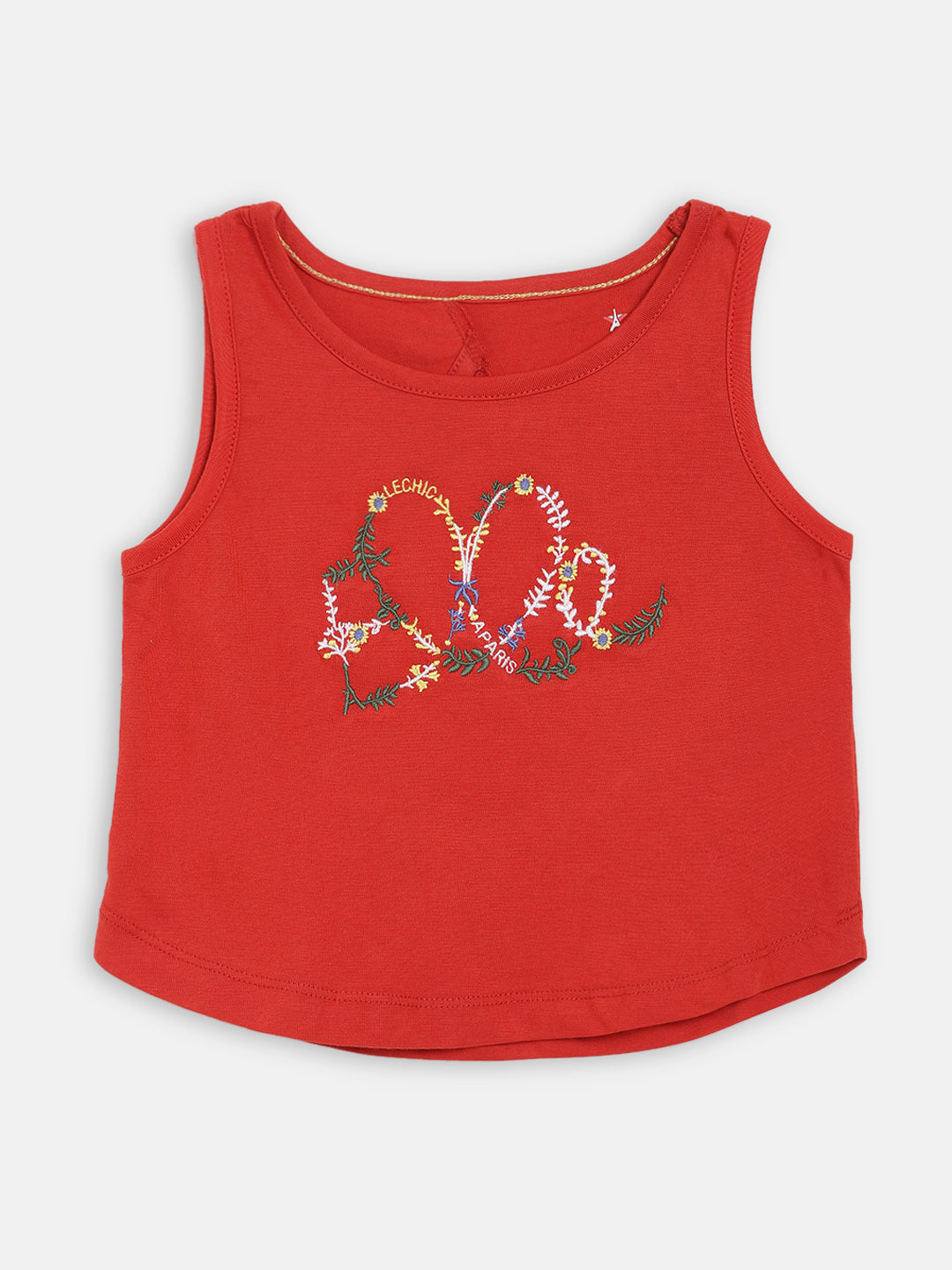 Shop Elle Kids Girls Red Embroidered Round Neck Top Online – Iconic India
