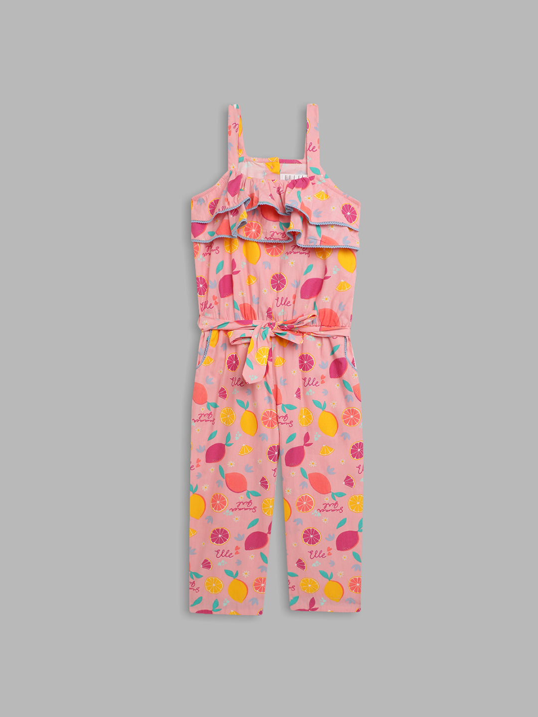 Shop Elle Kids Girls Pink Printed Square Neck Jumpsuit Online – Iconic ...
