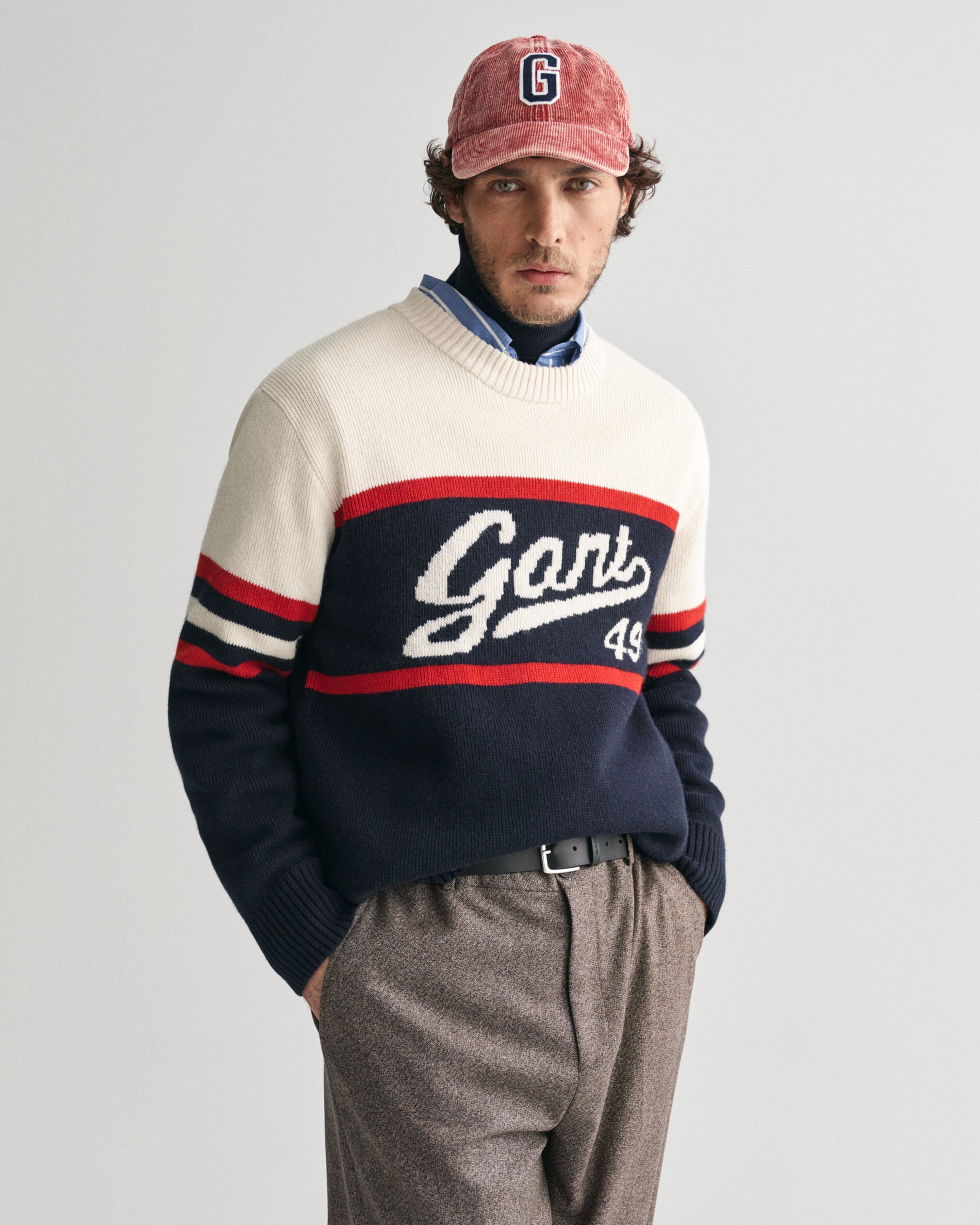 Shop Gant Men Blue Colorblocked Round Neck Full Sleeves Pullover Style ...