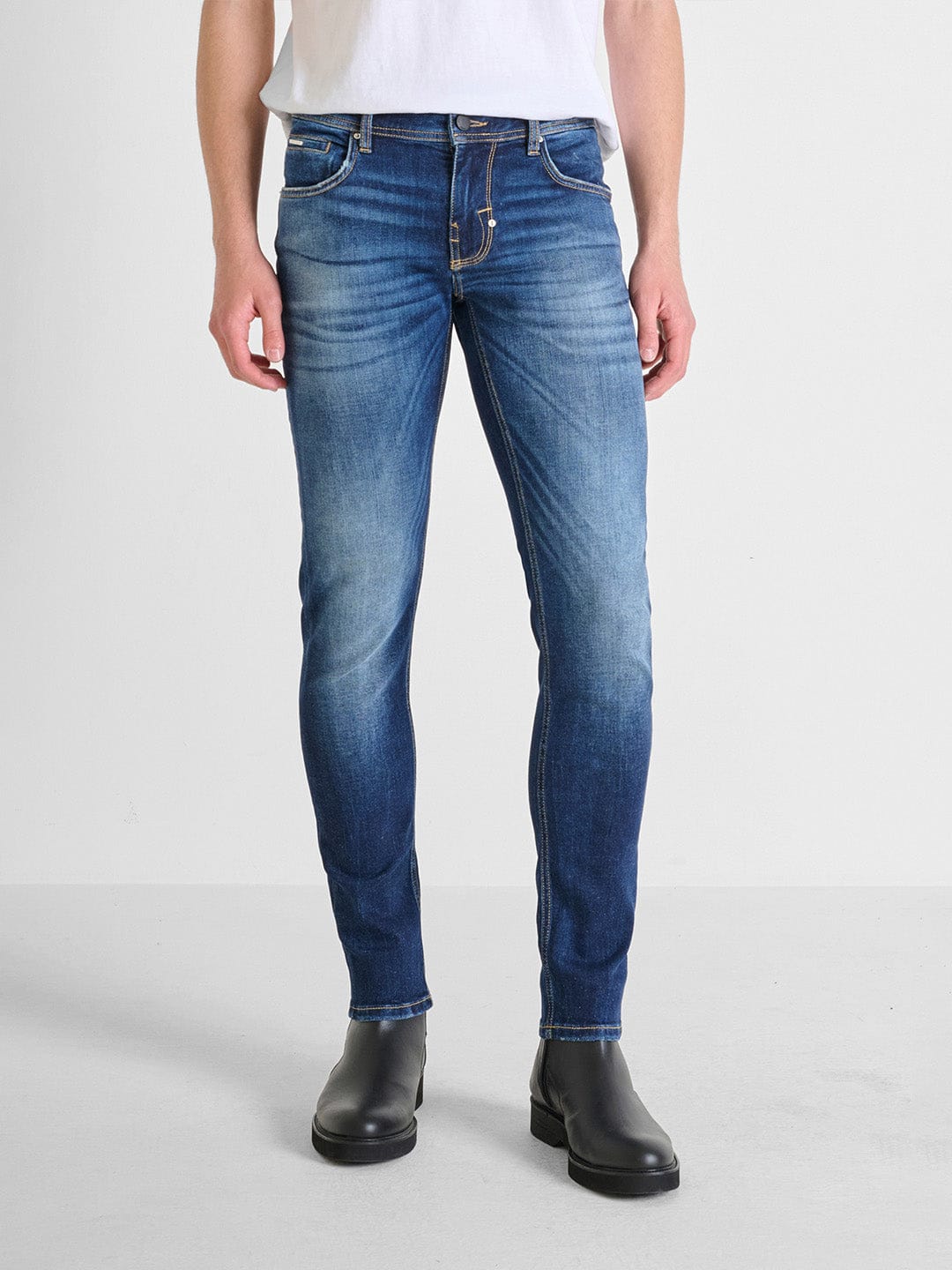 Shop Antony Morato Men Blue Super Skinny Fit Washed Jeans Online ...