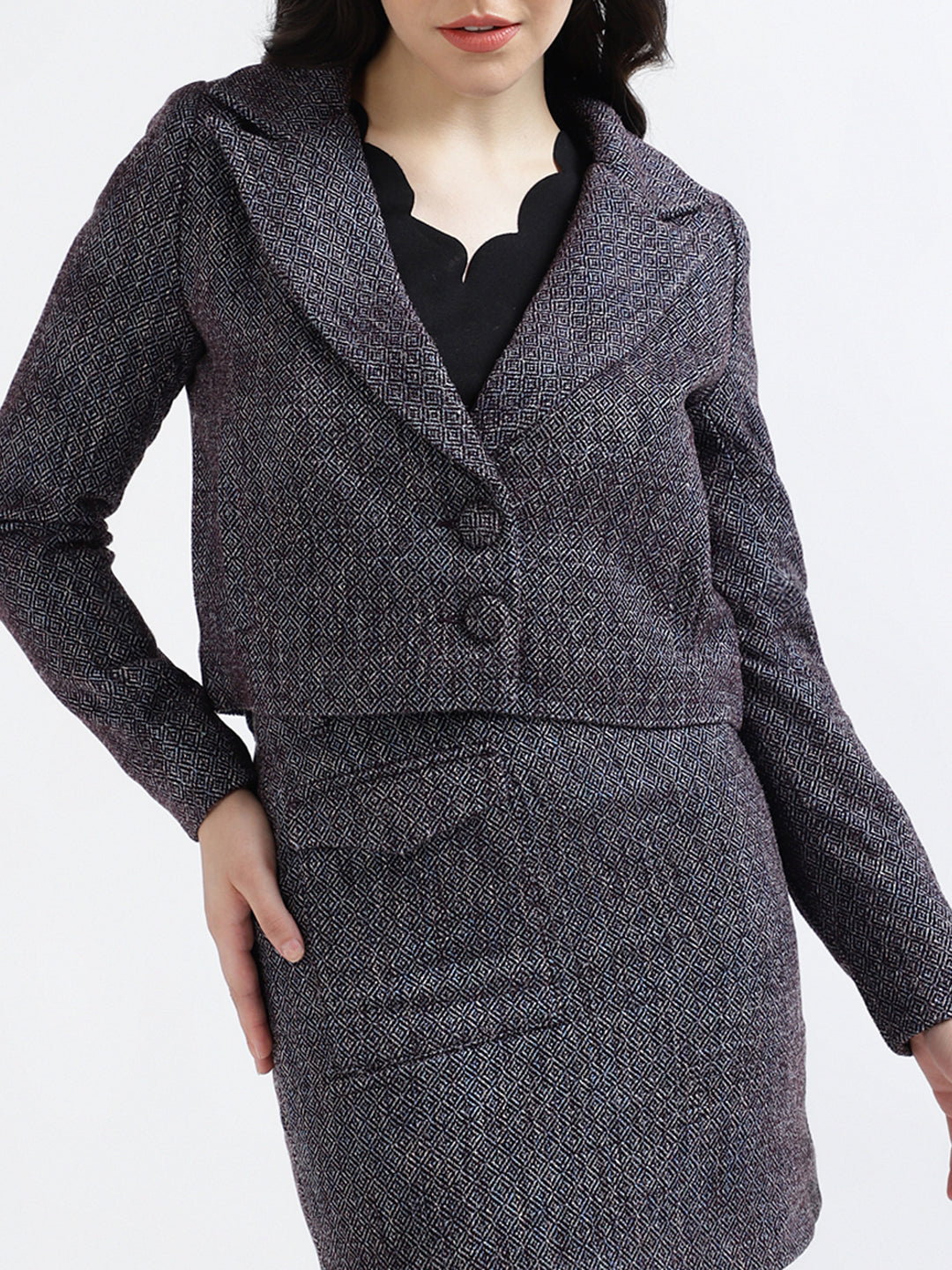 Shop Centre Stage Women Solid Notched Lapel Full Sleeves Blazer Online ...