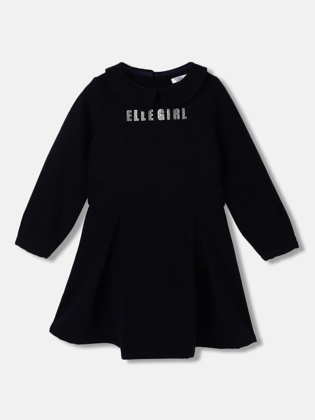 Shop Elle Girls Solid Full Sleeves Peter Pan Collar Dress Online ...