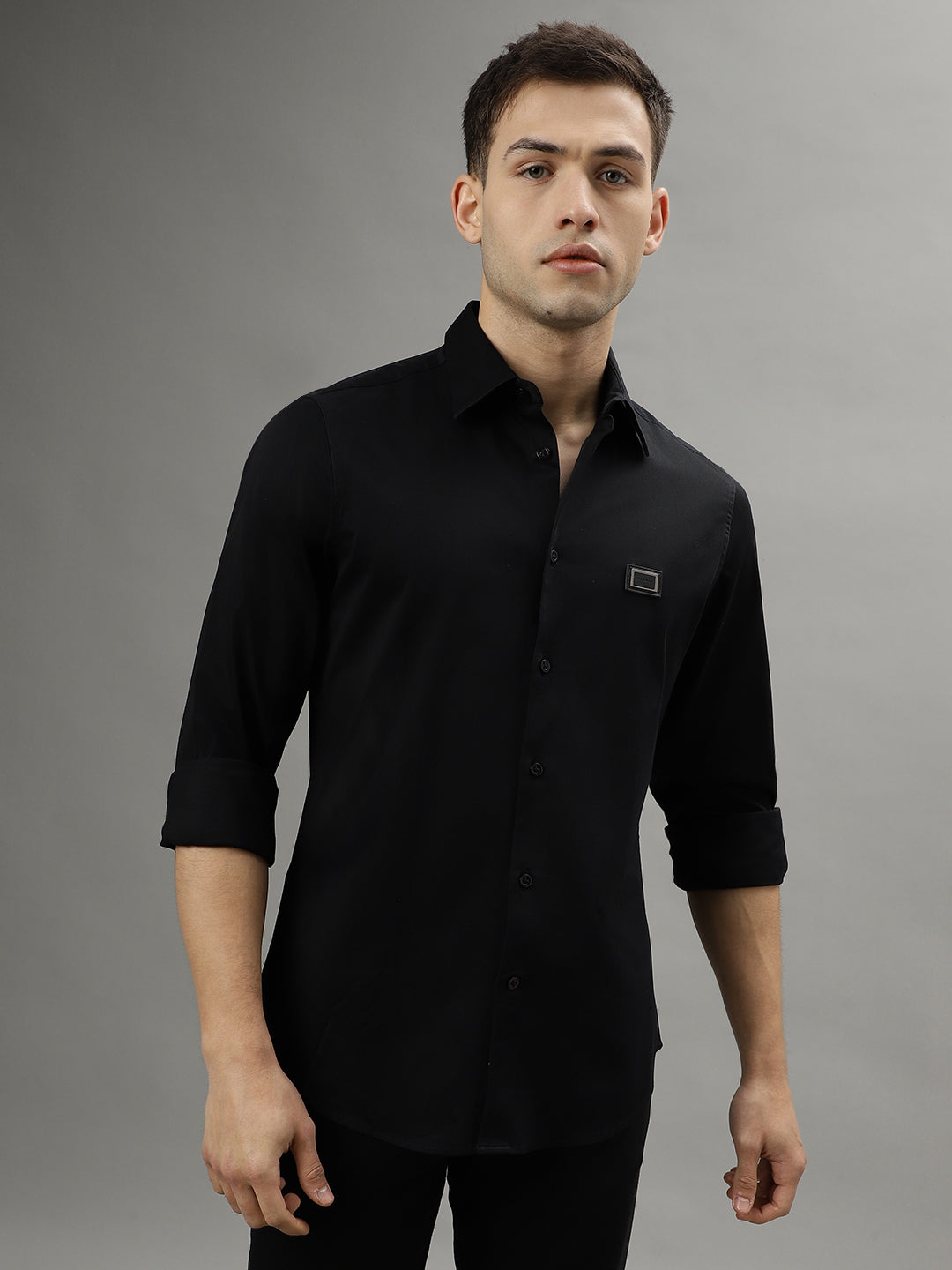 Shop Iconic Black Fashion Slim Fit Shirt Online – Iconic India