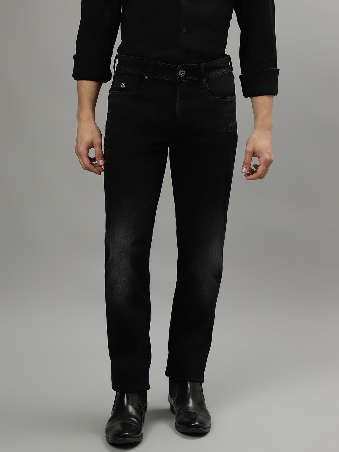 Shop Iconic Men Black Washed Mid-Rise Slim Fit Jeans Online – Iconic India