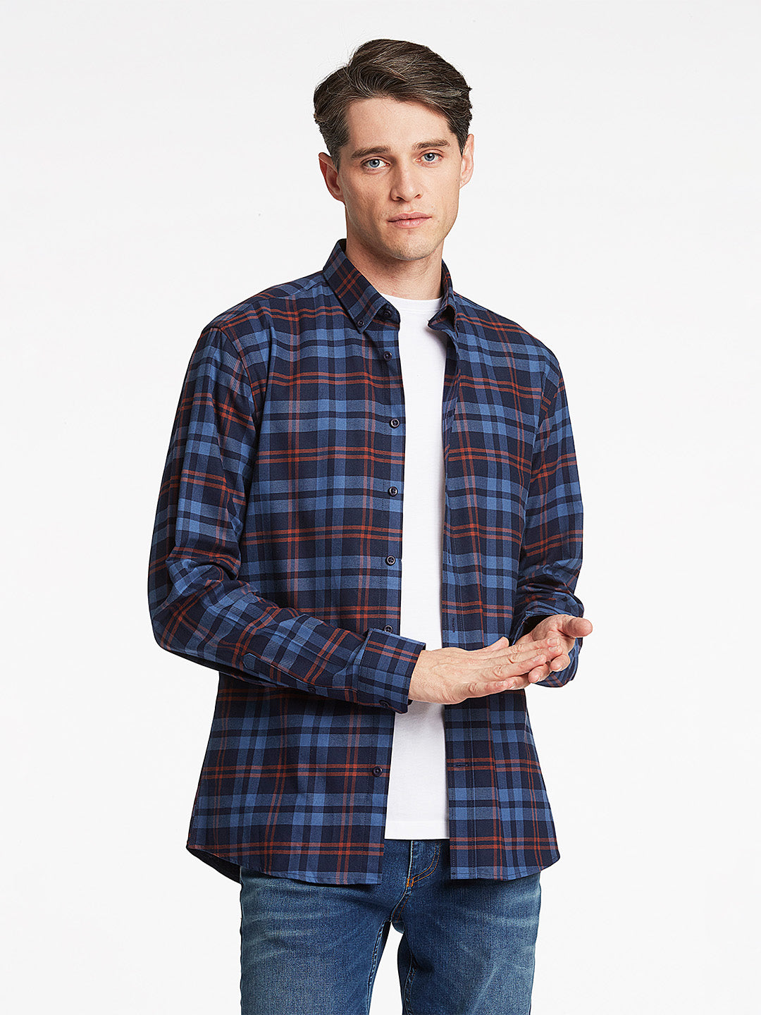 Lindbergh Blue Checked Slim Fit Shirt – Iconic India