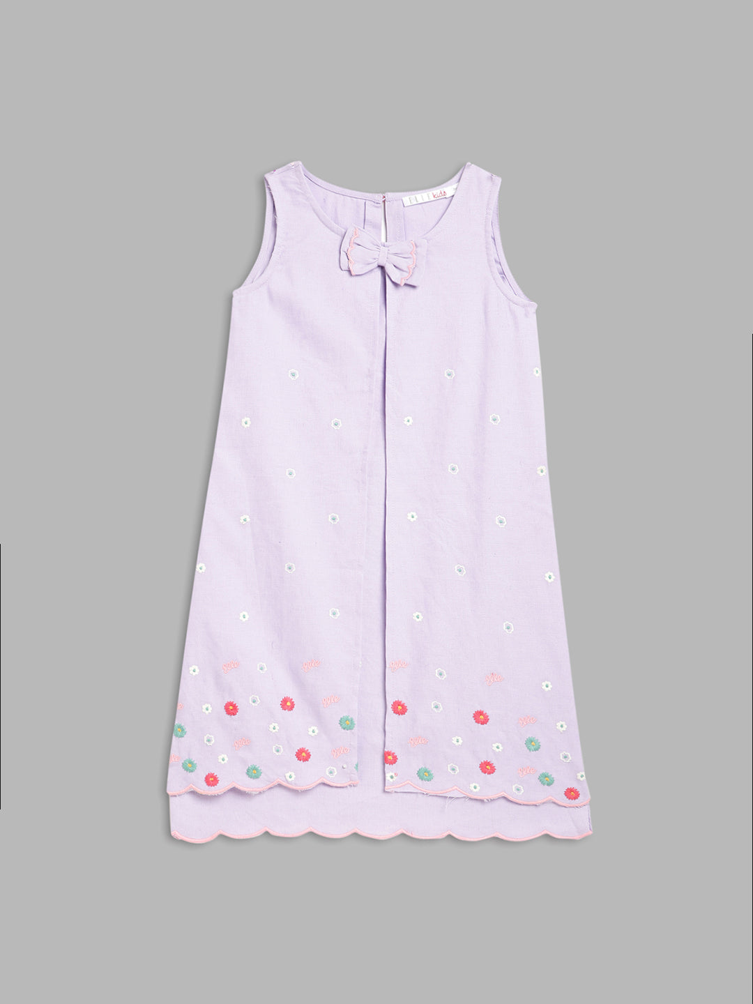 Shop Elle Kids Girls Lilac Solid Round Neck Dress Online – Iconic India