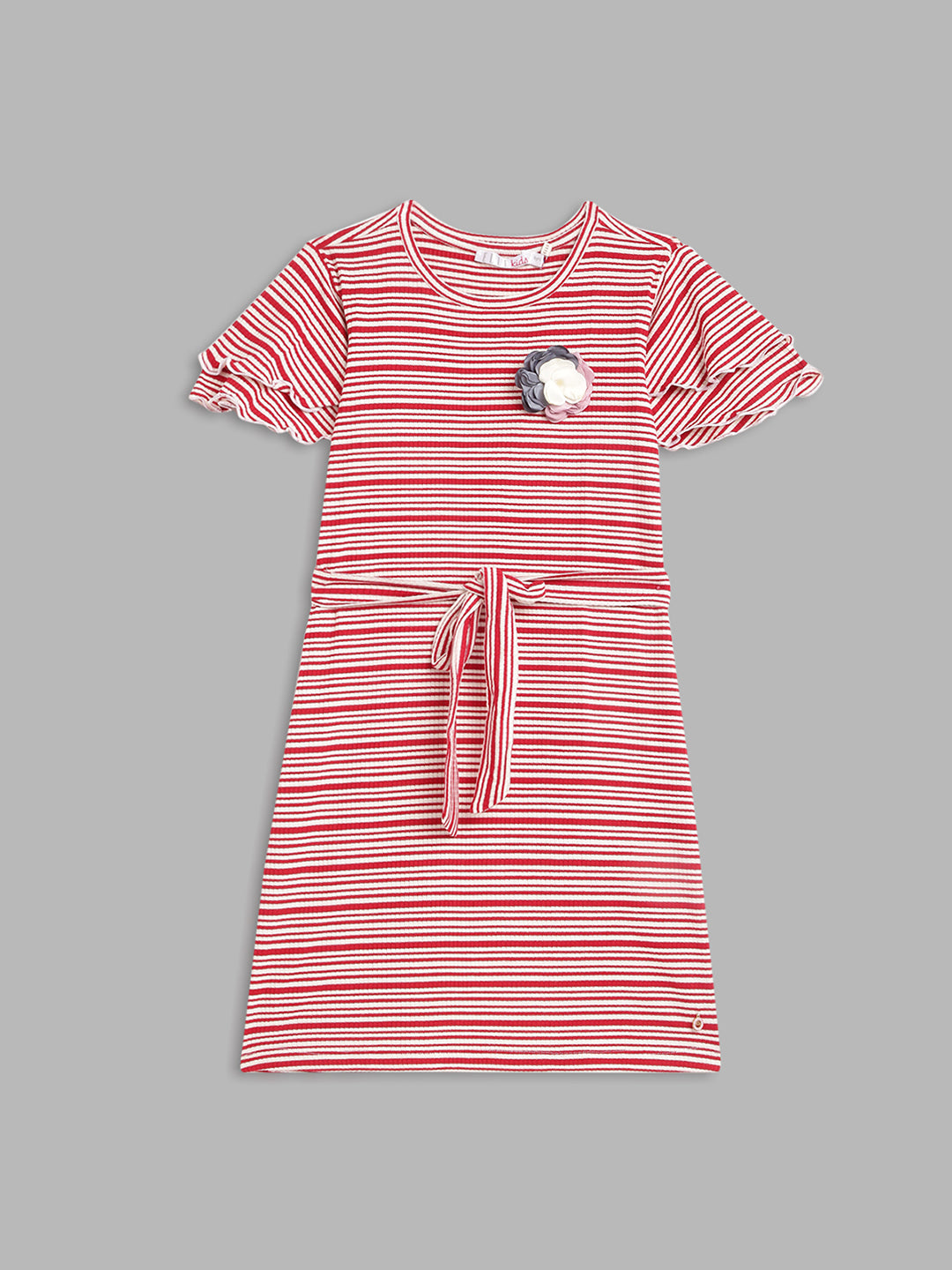 Shop Elle Kids Girls Coral Striped Round Neck Dress Online – Iconic India