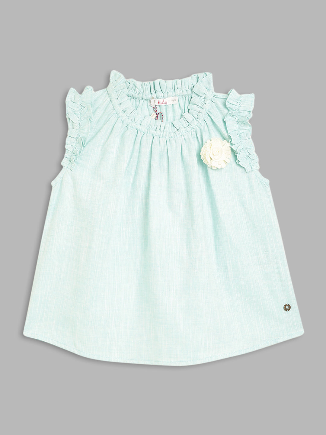 Shop Elle Kids Girls Green Solid Round Neck Top Online – Iconic India