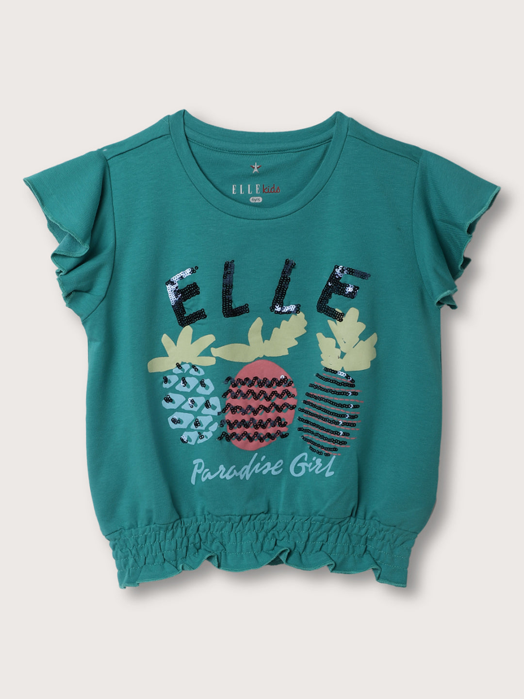 Shop Elle Kids Girls Green Round Neck Solid TShirt Online – Iconic India