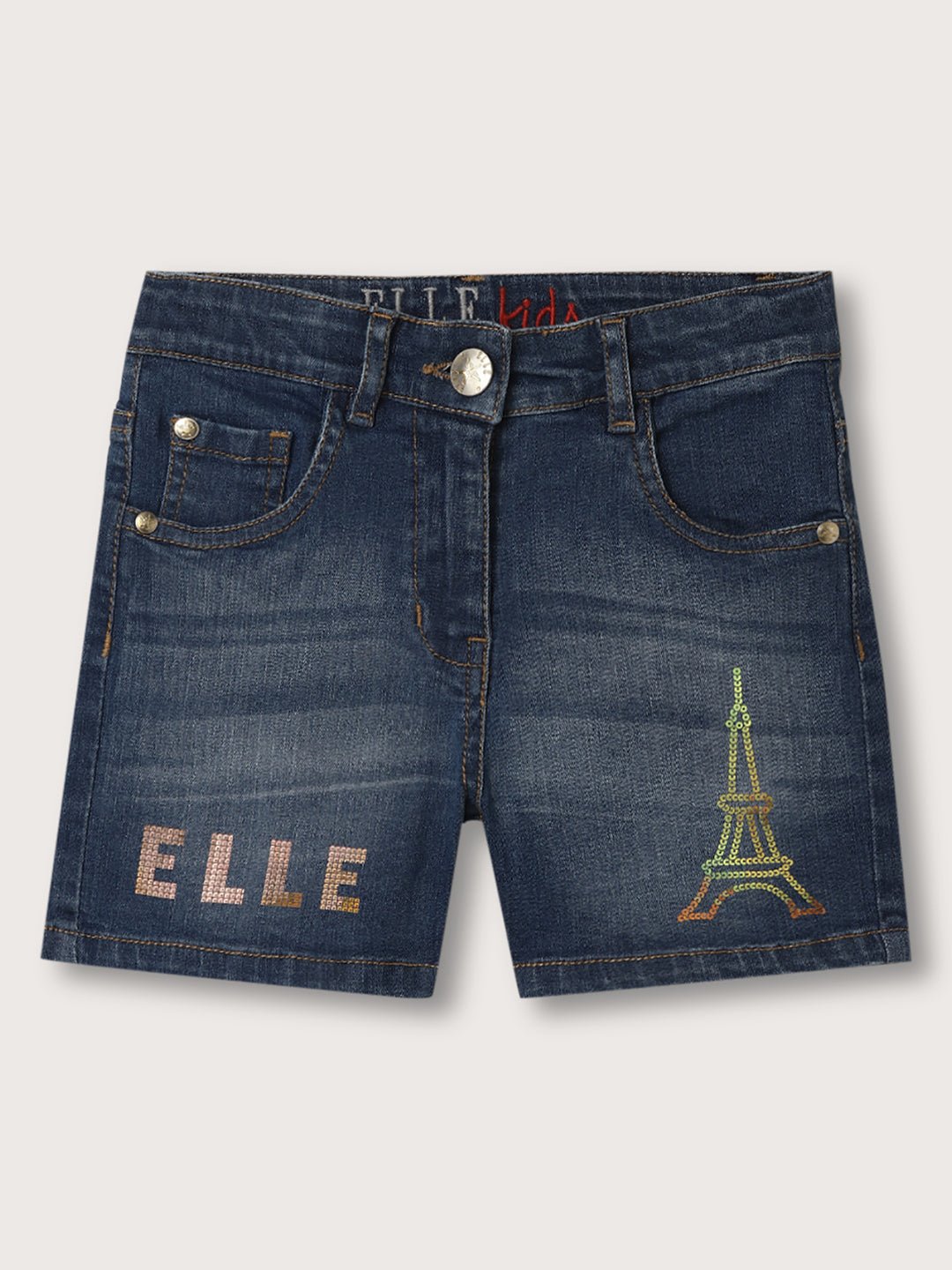 Shop Elle Kids Girls Blue Solid Regular Fit Shorts Online – Iconic India