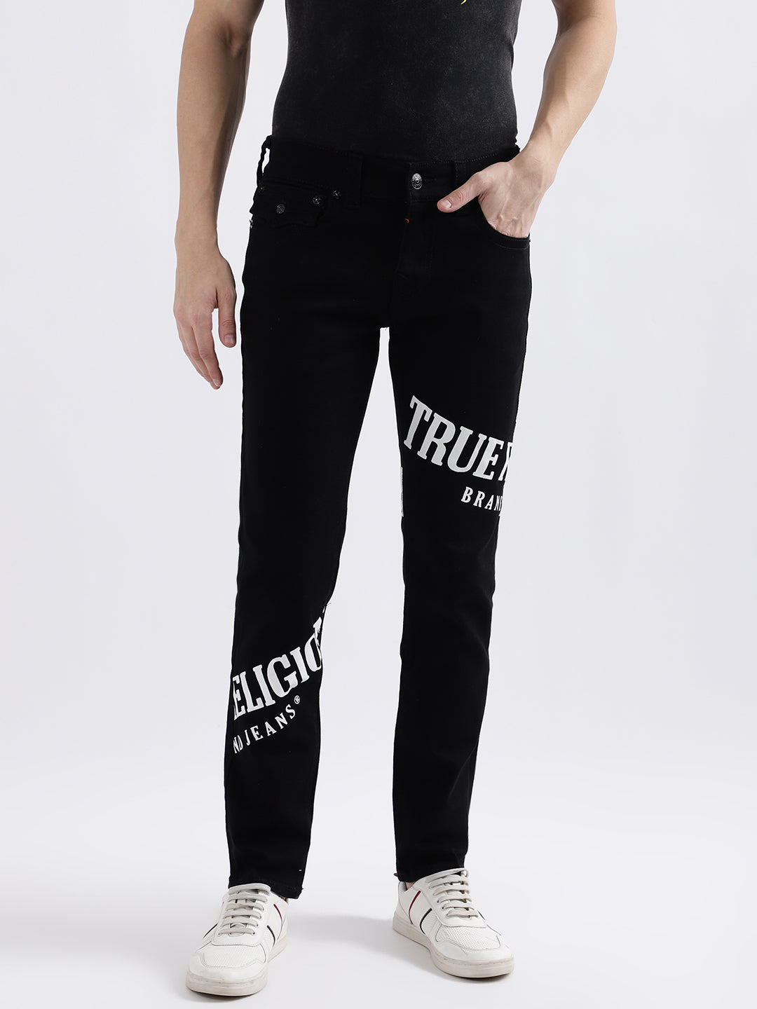 Shop True Religion Men Black Printed Skinny Fit Jeans Online – Iconic India