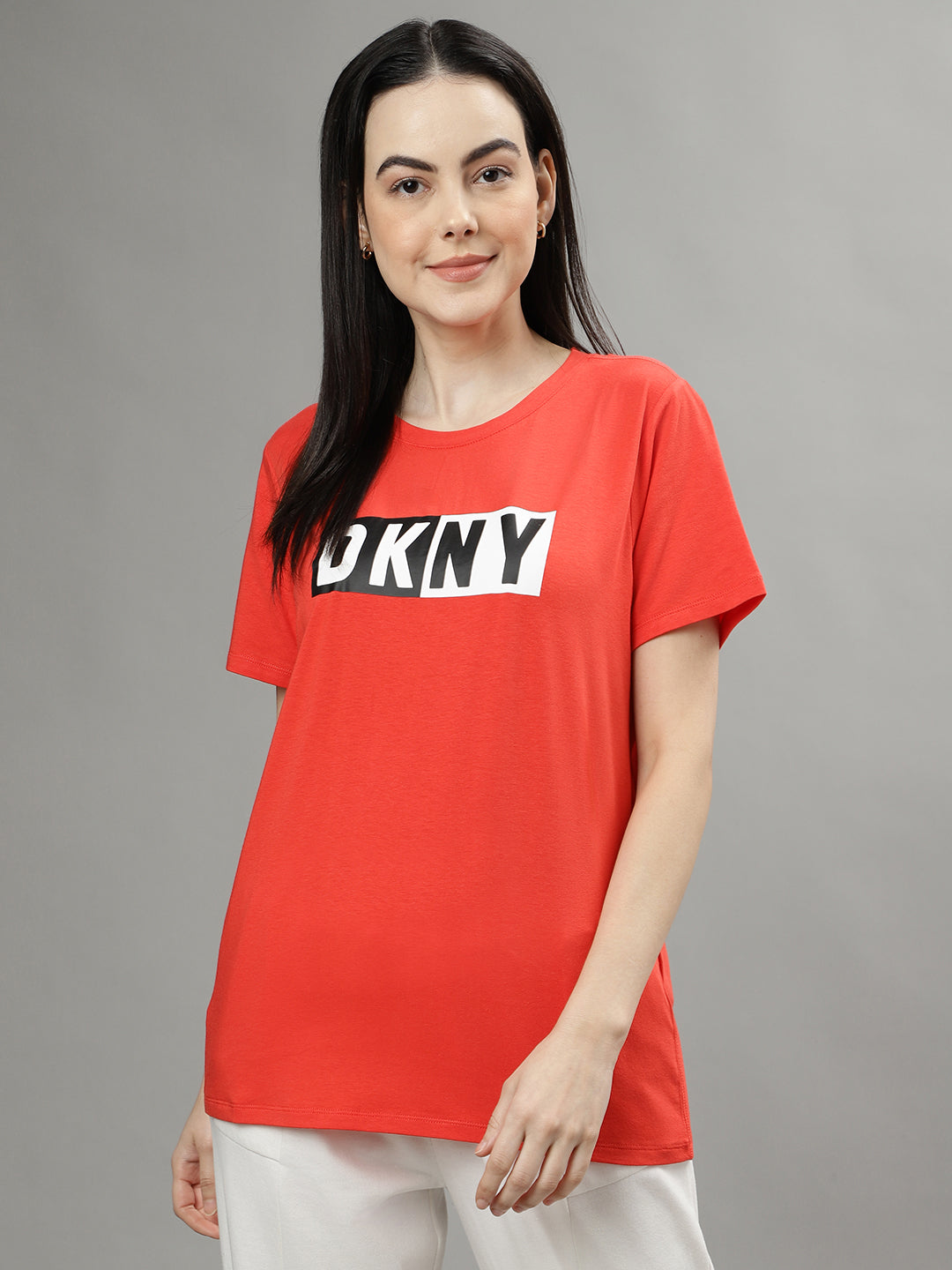 Shop Dkny Red Fashion Logo Regular Fit Top Online – Iconic India