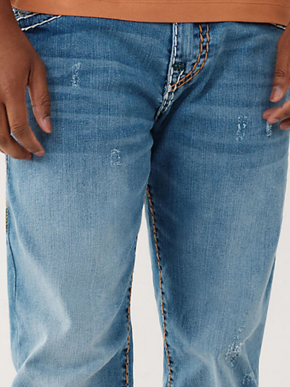 Shop True Religion Super T Straight Blue Mid Rise Jeans Online – Iconic ...